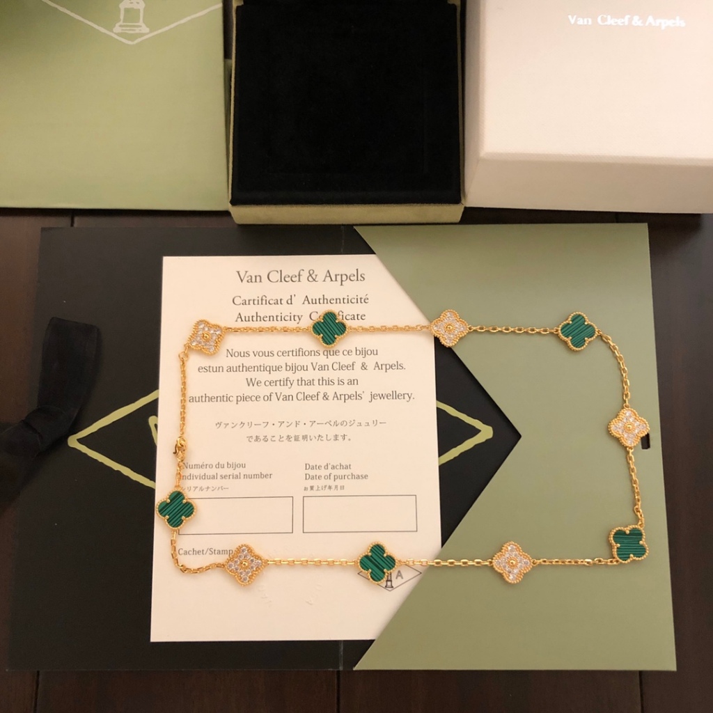 2025 Van Cleef Clover 10 flower diamond necklace with gold inlay ...