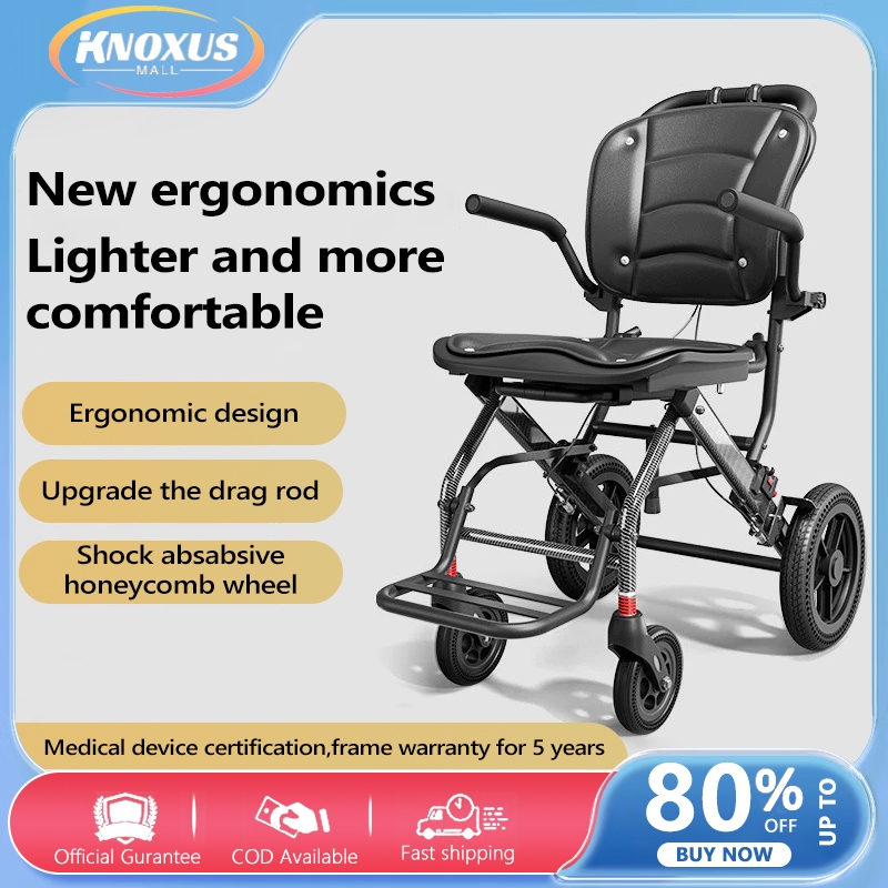 Travel wheelchair, portable ergonomic wheelchair, foldable medical ...