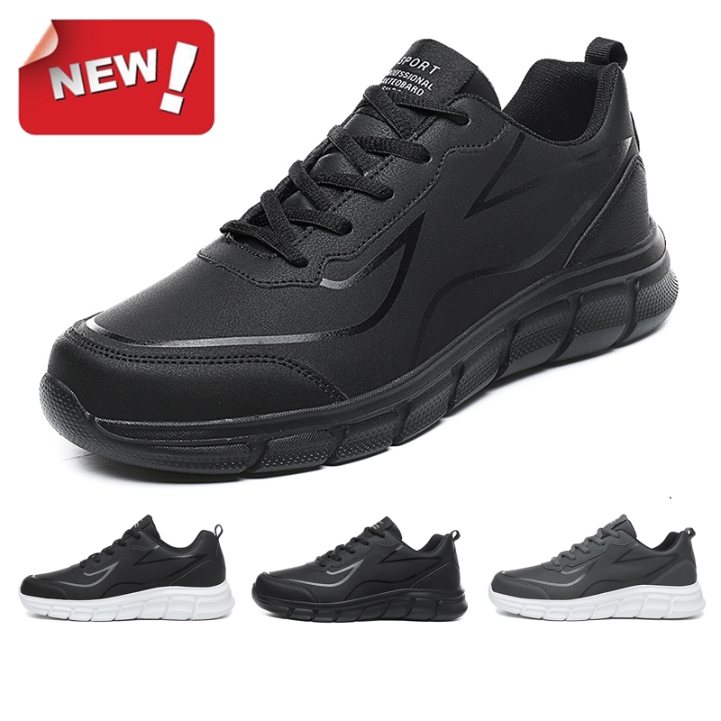 Fashion Men Pure Black Casual Sneakers Plus Size 38-48 Outdoor Comfort ...