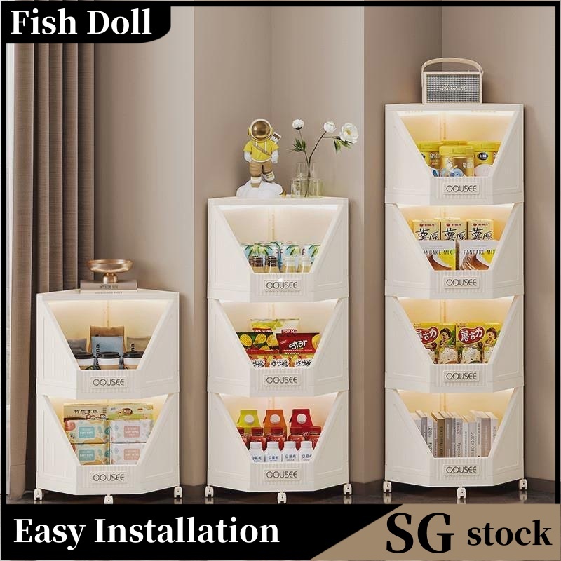3/4 Corner shelf Multi-functional storage trolley shelf Corner storage ...