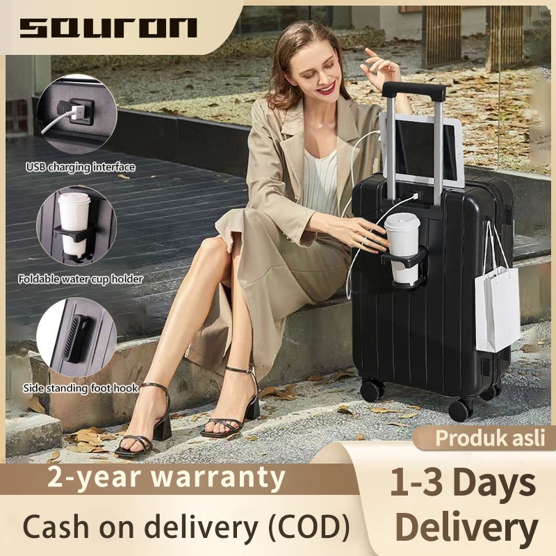 20/24/28 Inch Luggage Bag Suitcase With Foldable Cup Holder USB ...