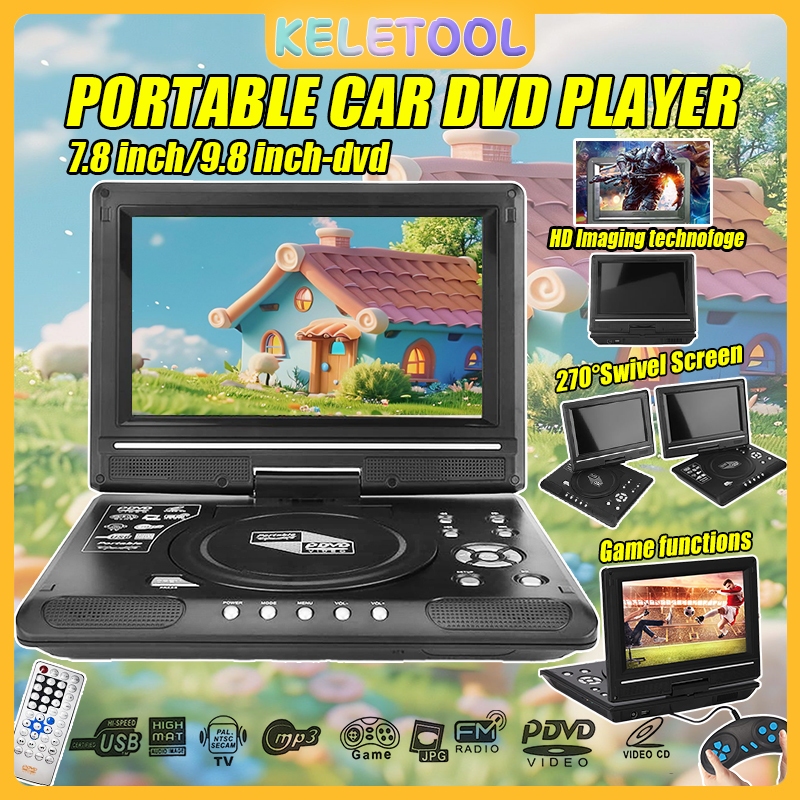 portable DVD player with screen 9.8 7.8-inch mini DVD video disc player ...