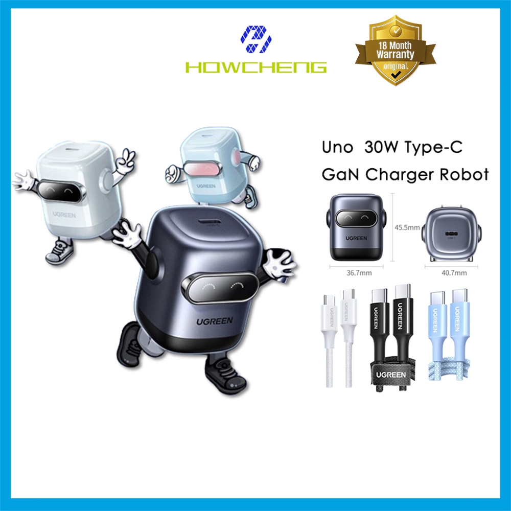Ugreen Uno Charger 30W GaN Charger Robot Design PD Fast Charger Block ...