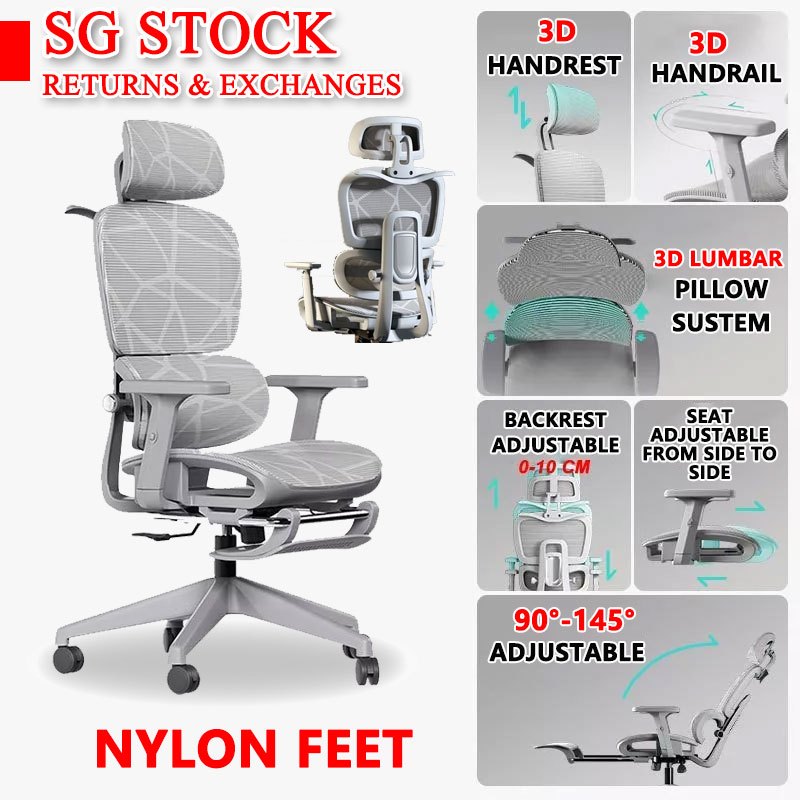 【SG STOCK】Office Chair Ergonomic Height Adjustable,Seat fore and aft ...