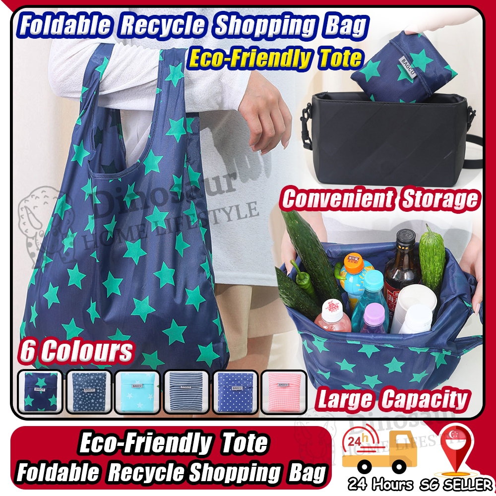 🇸🇬 ReadyStock - Recycle Foldable Shopping Bag Eco-Friendly Tote Travel ...