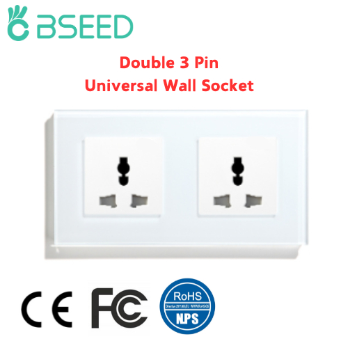 BSEED Double Universal Wall Socket, Flush-Mounted Wall Bracket, Easy to ...