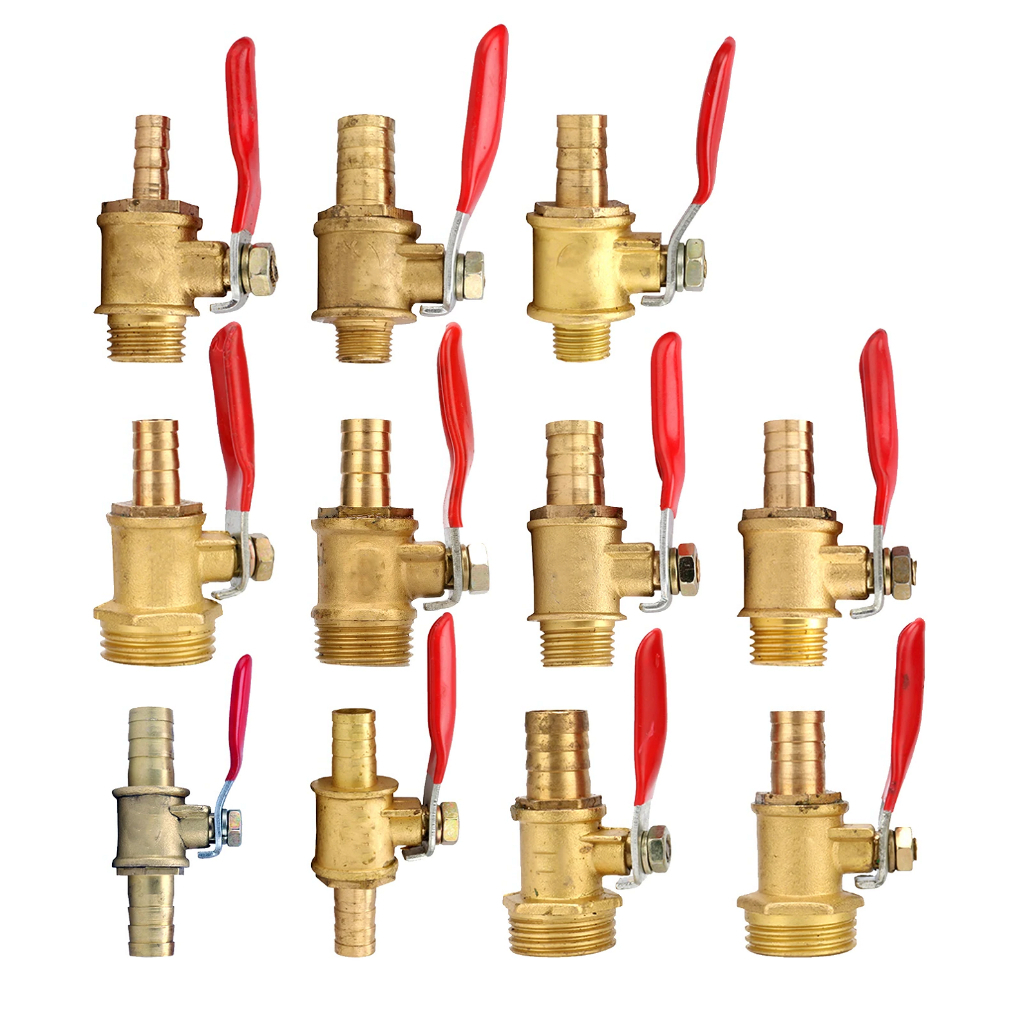 Brass Ball Valve 1/8" 1/4" 3/8" 1/2" Male Thread*6/8/10/12mm Barb Pipe ...