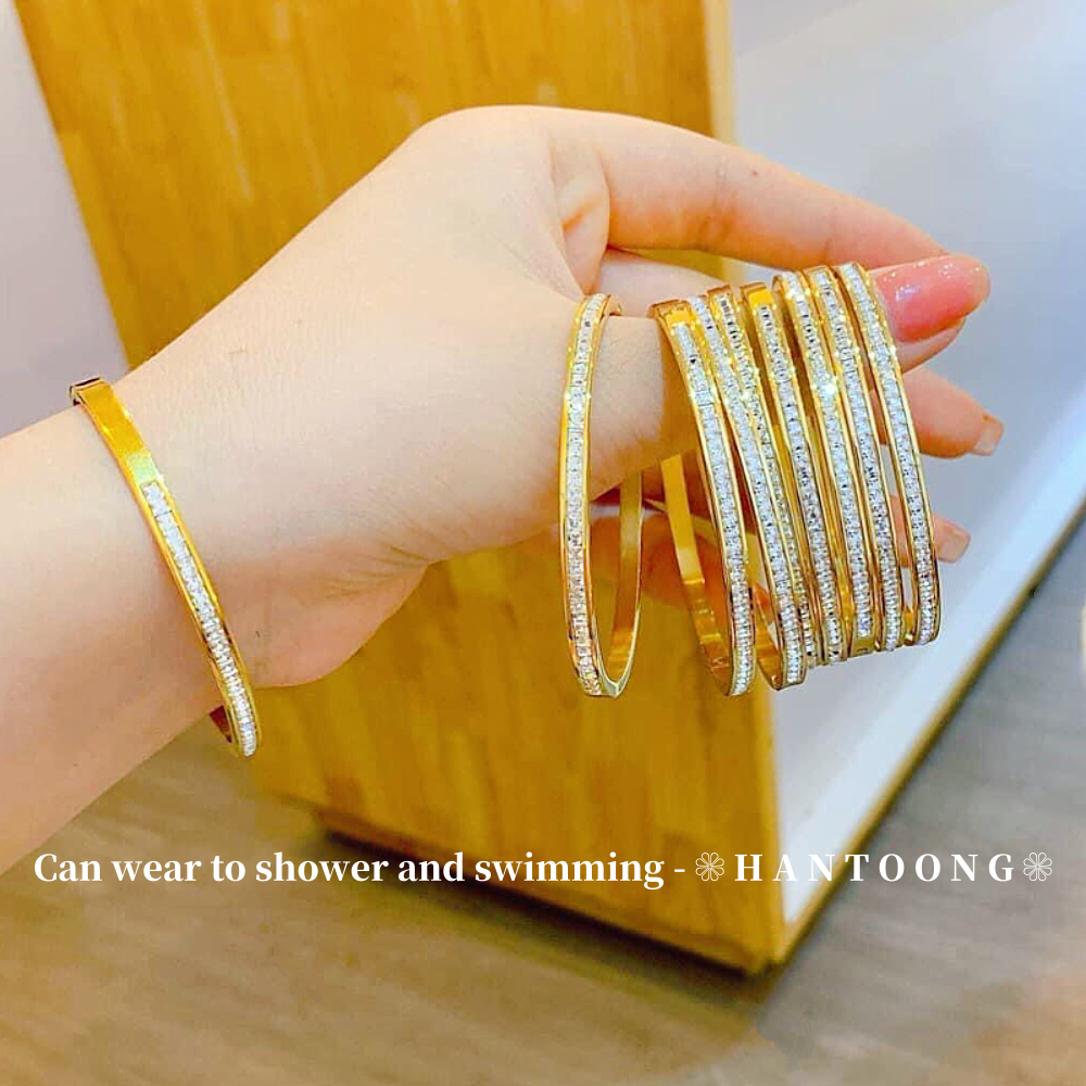 Elegant 18K Gold Plated Stainless Steel Bracelet Women Gelang Emas 916 ...
