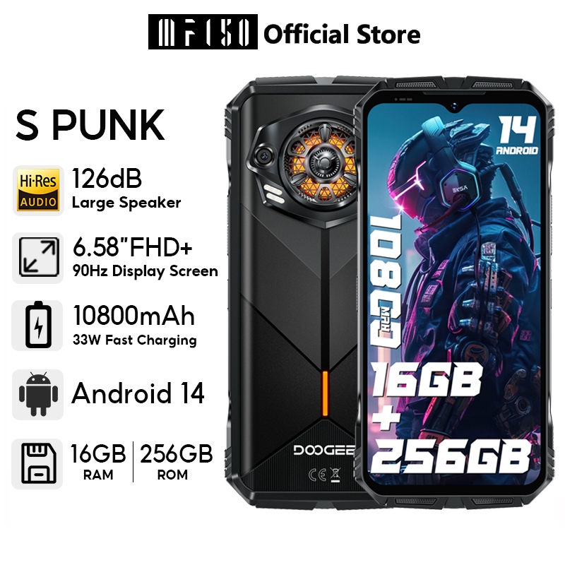 DOOGEE S Punk Android 14 16GB+256GB 10800mAh Mobiles 6.58" FHD+ 90Hz ...