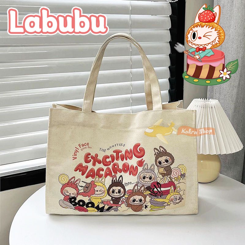 Labubu Canvas Bag Cartoon Large Storage Bags Shoulder Bag Casual ...