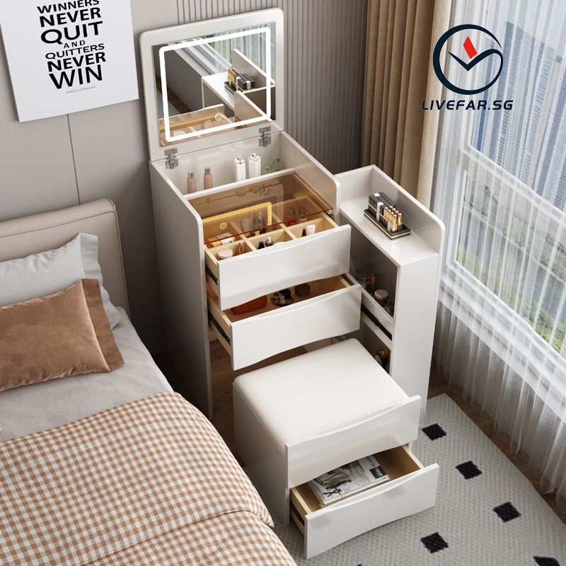 HDB Dressing Table Lighted Dressing Mirror Table and Chairs, Dressing ...