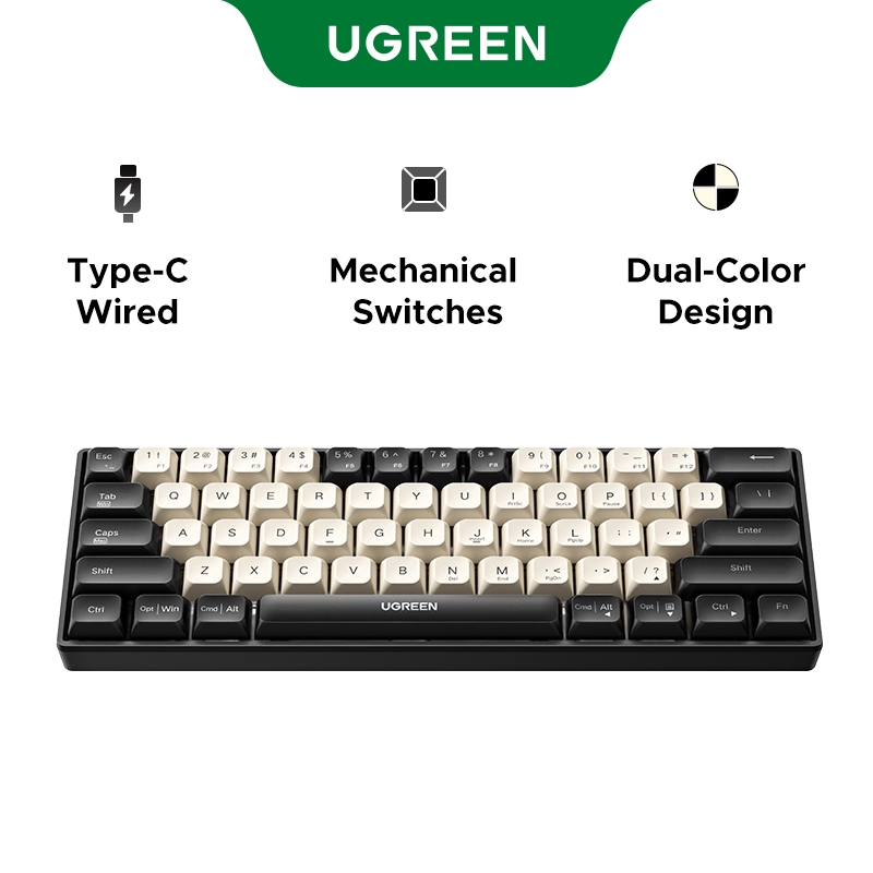 UGREEN Mini Mechanical Wired Keyboard 61 Keys Rechargeable Keyboard for ...