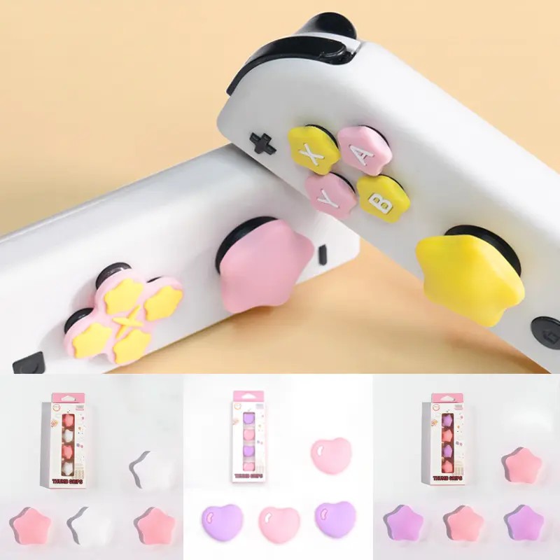 Cute Stars Silicone Soft Dpad Cross Button ABXY Key Sticker Skin Case ...