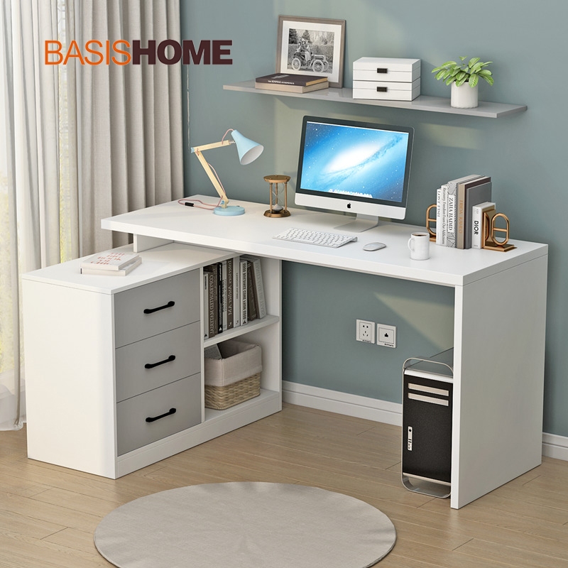 Study Table Writing desk Bookshelf All-in-one Desk L-Shaped Corner ...
