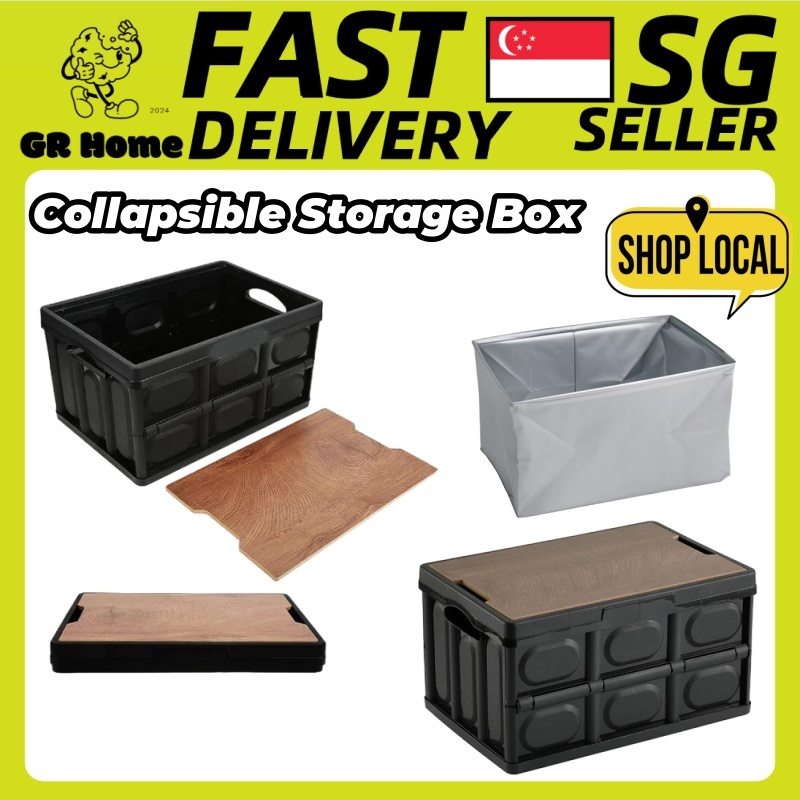 [SG STOCK 60L] Collapsible Storage Box Crate with Lid Folding Storage ...