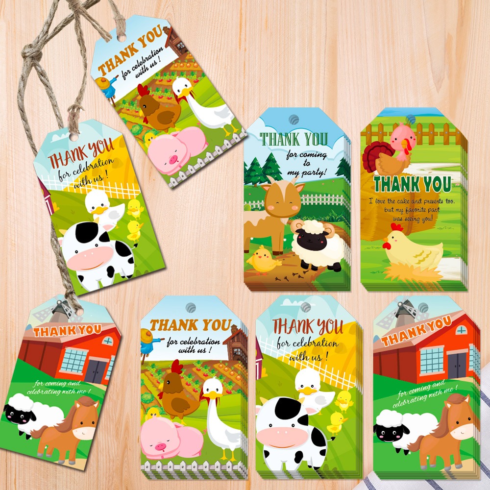 50Pcs, Farm Birthday Gift Tags Wrapping Tags for Gifts, Farm Themed ...