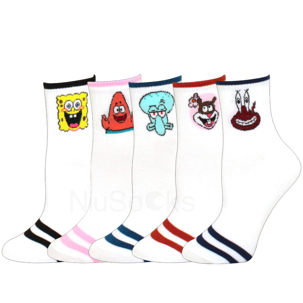 Kawaii Sea Animal Ladies Socks Cartoon Striped Socks Men's Solid Color ...