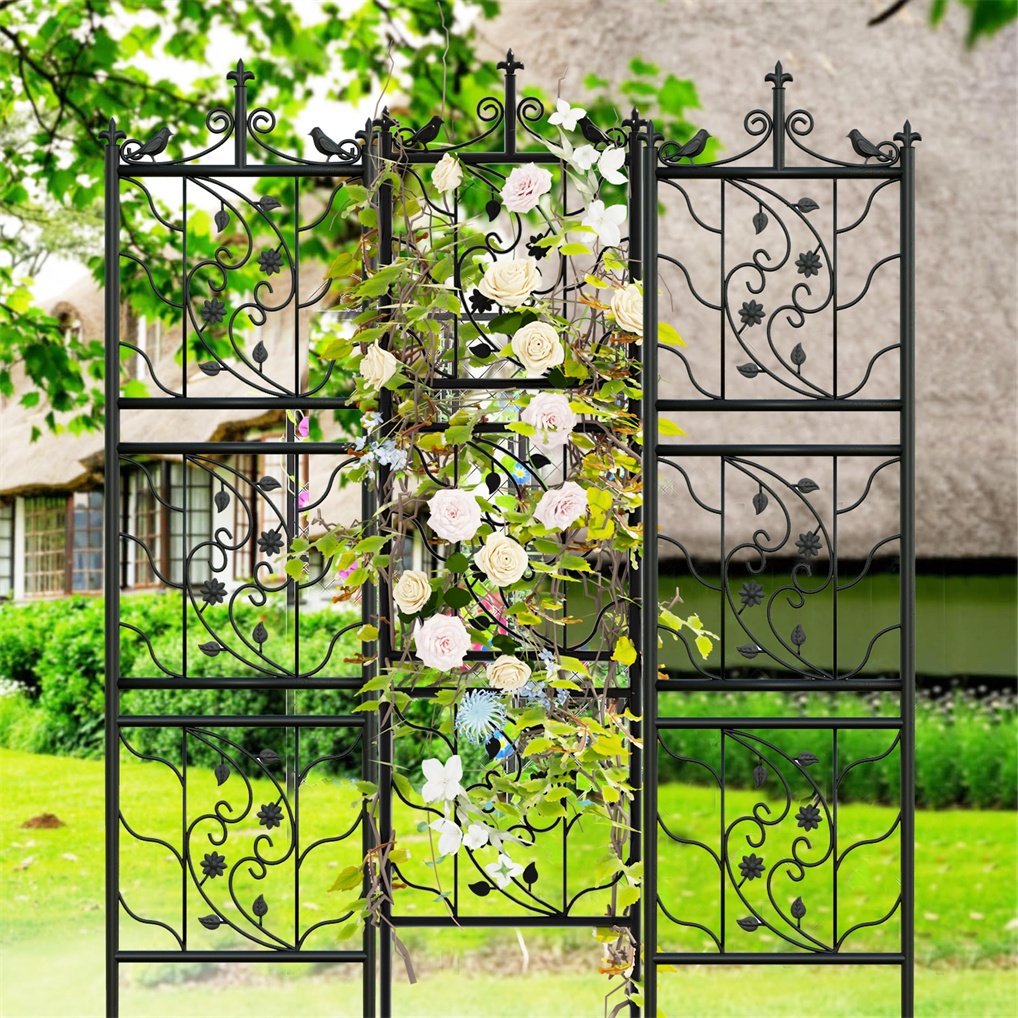 UNHO Pack of 2 Metal Garden Trellis 76.8” Tall Metal Garden Trellis ...