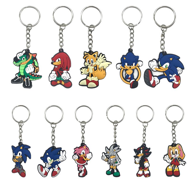 Sonic The Hedgehog Theme Keychain Soft PVC Key ring For Kids Party Gift ...