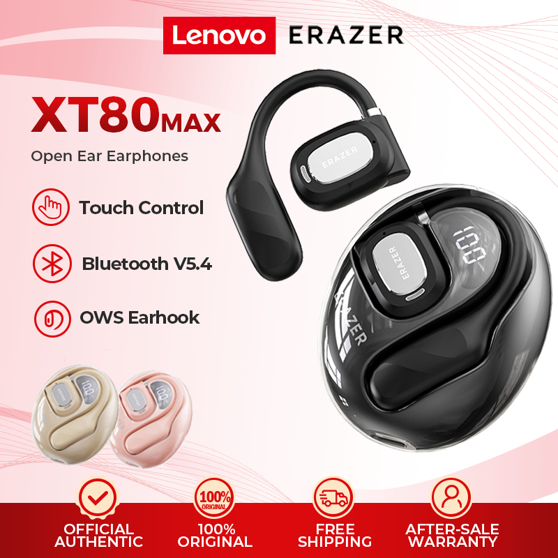 Lenovo XT80 MAX Wireless Earphone Bluetooth 5.4 TWS Bluetooth Earphone Waterproof Sport Headset ...