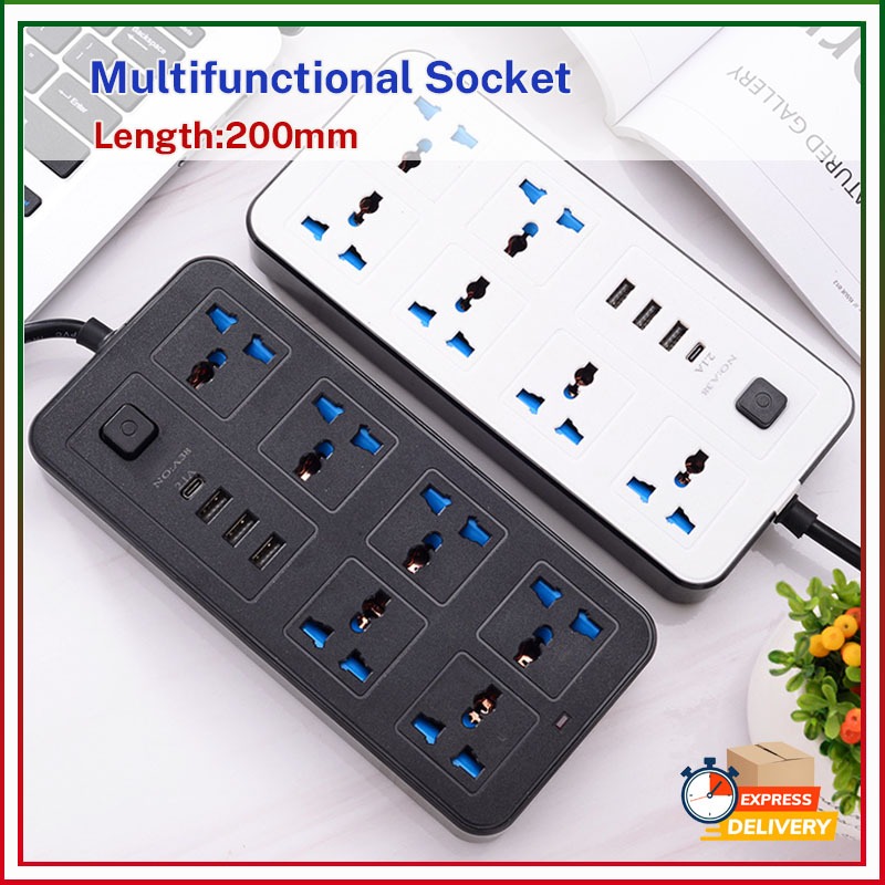 [SG Ready Stock] 6 Ways UK PLUG Socket Universal Outlet with USB+Type-c ...