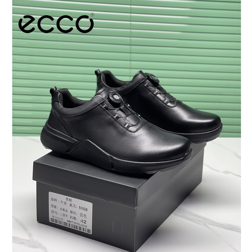 ECCO Men's casual waterproof leather shoes BOA knob lock | Shopee Singapore