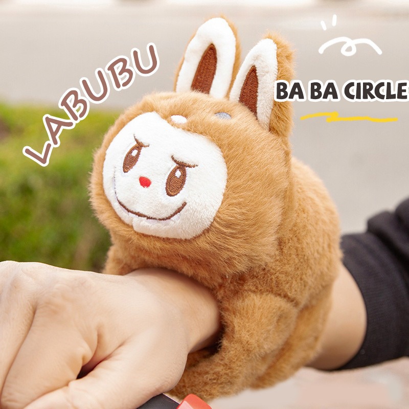 LABUBU Snap Ring Plush Toy LABUBU Doll Party Ring Bracelet Doll 拉布布 毛绒 ...