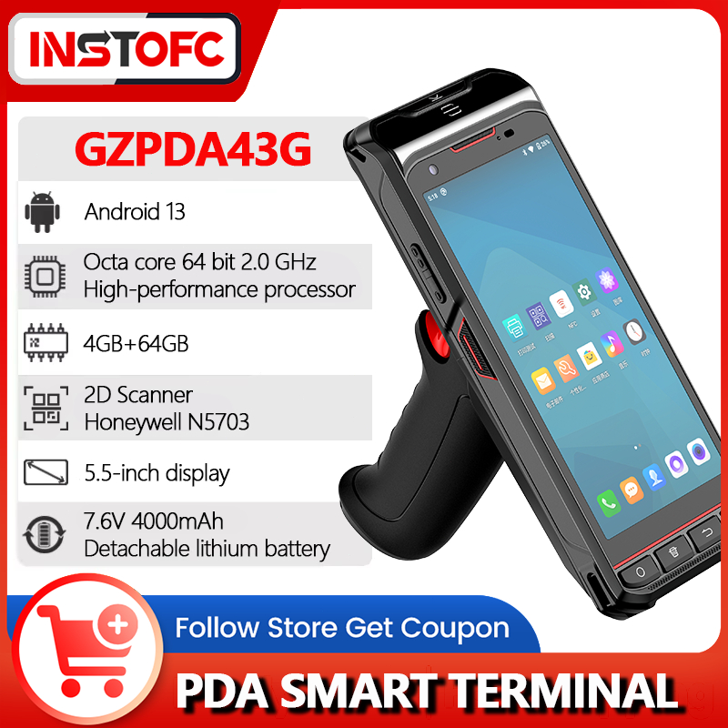 Android 13 PDA with Grip 2D QR Barcode Scanner Reader Wifi NFC Data ...