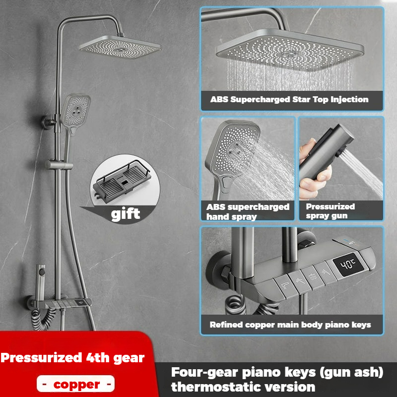 Bathroom Shower Set With LED Control Display Piano Shower Panel Shower ...