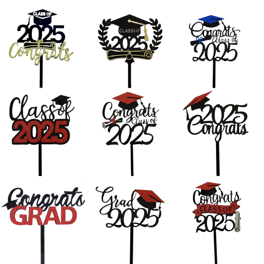 2025 Congrats Grad Acrylic Cake Topper, Happy Graduation Cake Topper ...
