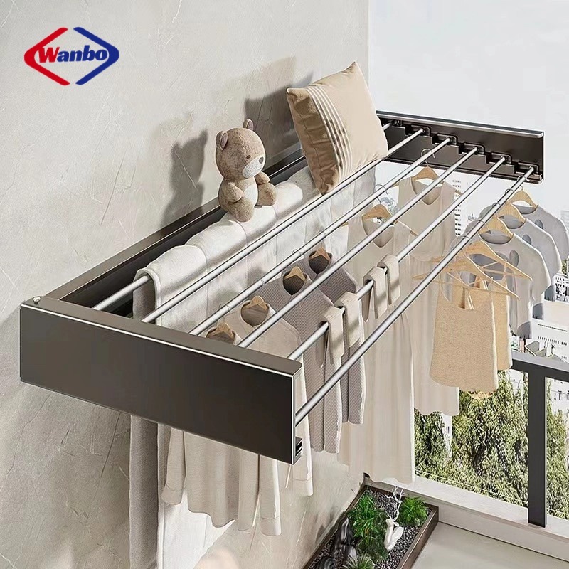 Balcony Invisible Foldable Drying Rack Wall-Mounted Storage Drying Rack ...