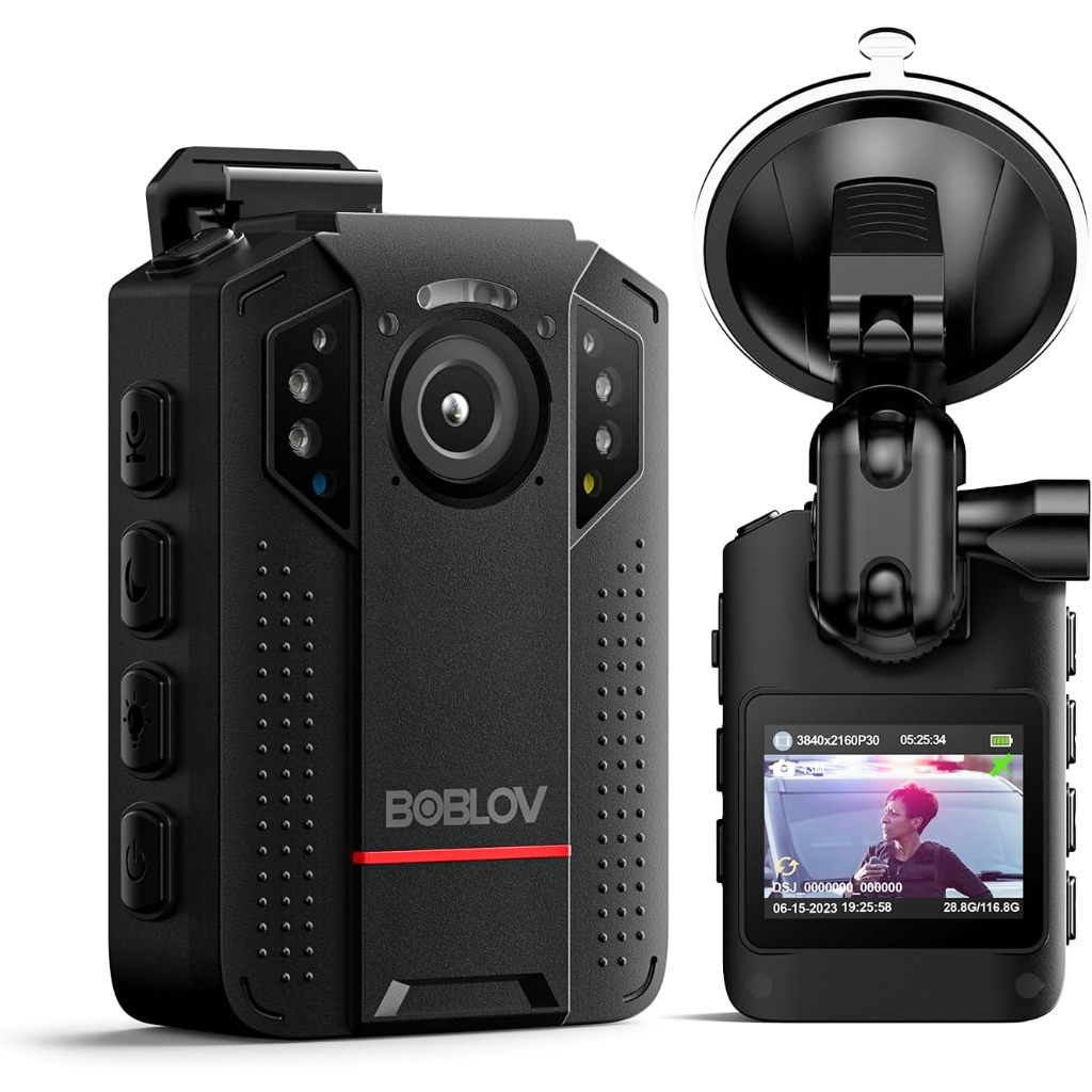BOBLOV 128GB 4K KJ24 Body Worn Camera, GPS Body Camera with Car Suction ...