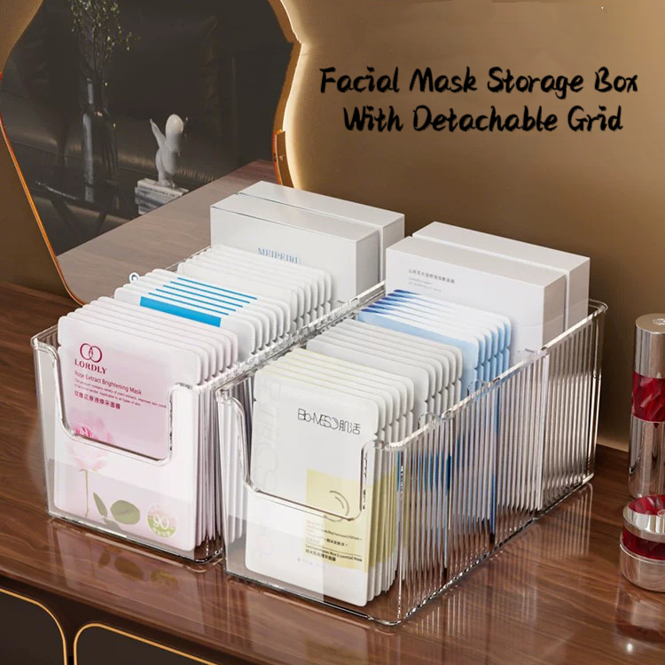 Facial Mask Storage Box With Detachable Grid Dressing Table Desktop ...