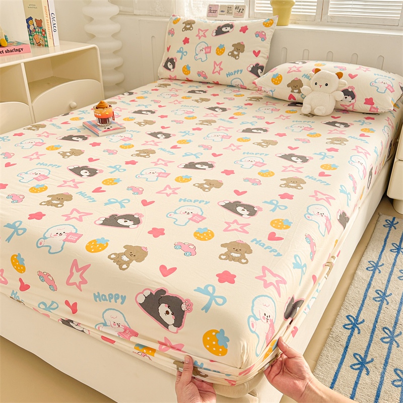 New Cute Cartoon Patterns Premium Soft Wash Cotton Bed Sheet Queen Size ...