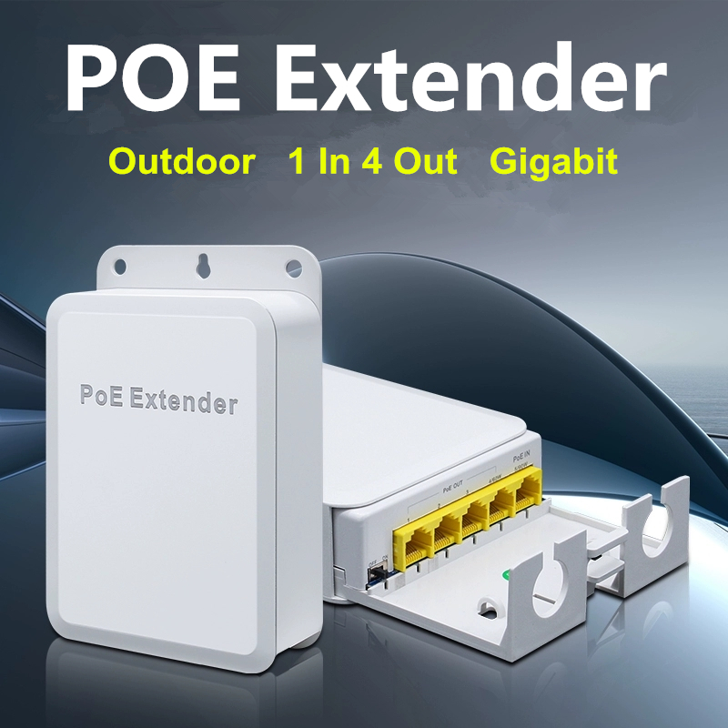 POE Extender Gigabit Outdoor 200m Extension 1 In 4 Output POE Repeater ...