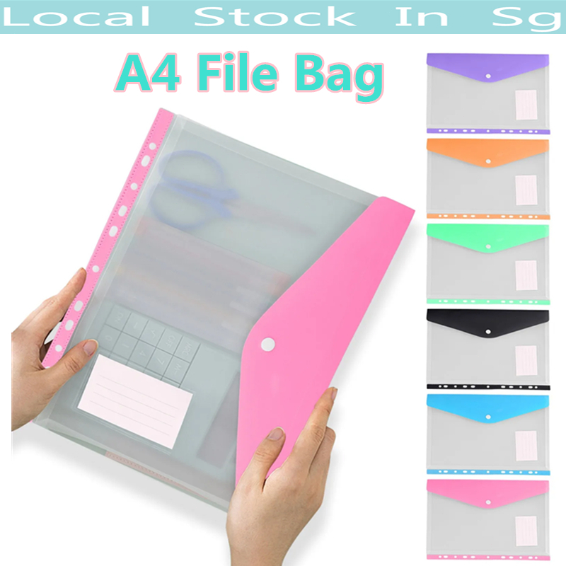 [Sg Stock[]6pcs A4 File Bag Files Binder Button File Office Document ...