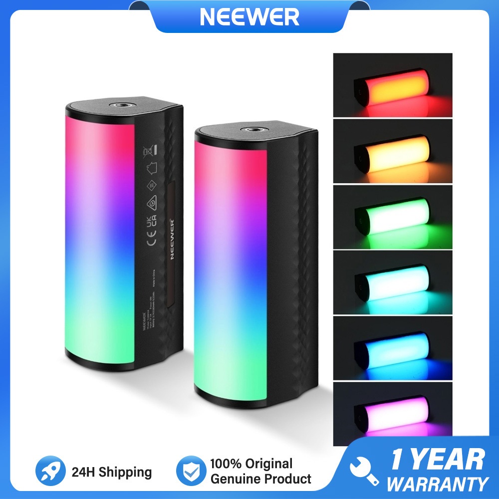 NEEWER 2 Pack Magnetic Handheld Light Wand, 360° Full RGB Mini LED Video Light Stick with ...