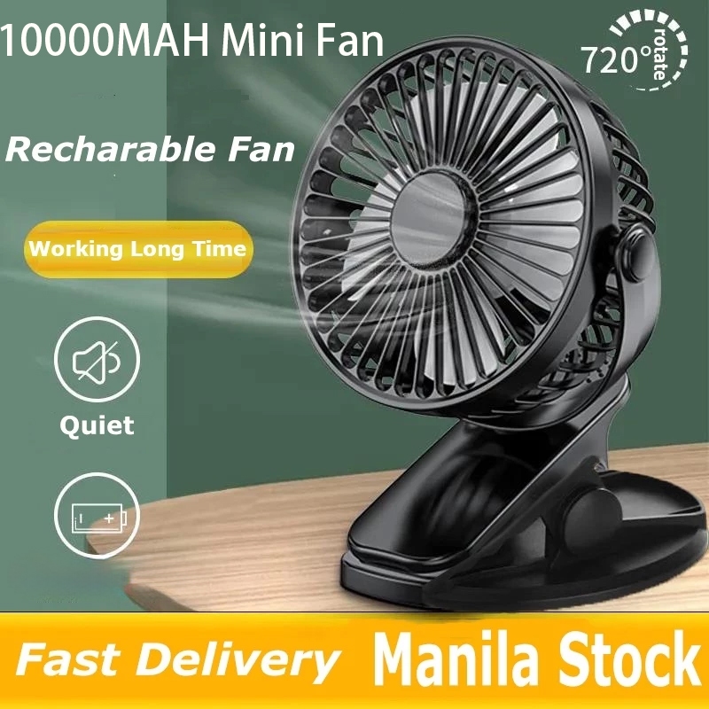 【SG STOCK】Electric fan Portable USB Table Clip Fan mini 10000mAh ...