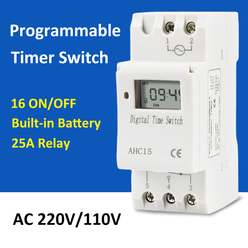 Digital Timer, LCD Display Weekly Programmable Electronic Relay Time Switch 25A (220V/110V ...