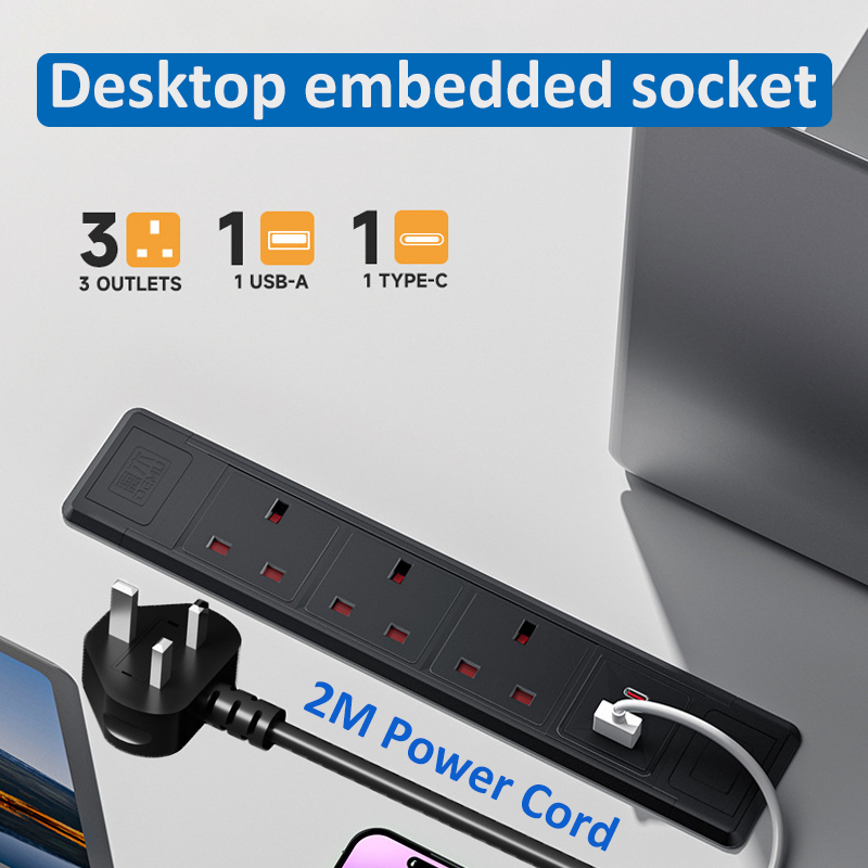 Desk Power Strip with USB C PD 20W, Desktop Power Sockets Extension ...