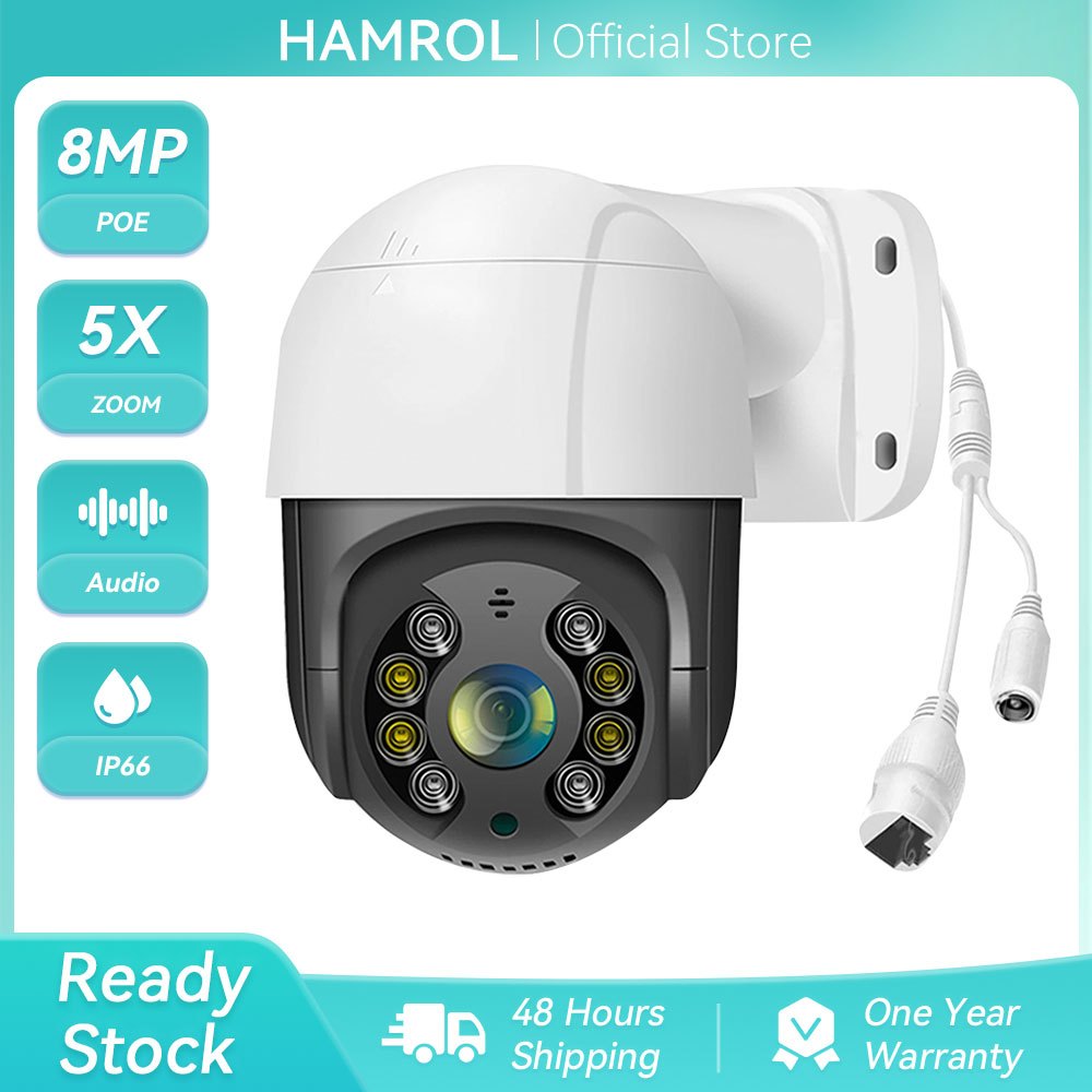 Hamrol 4K 8MP PTZ POE IP Camera 5MP Video Security Camera Outdoor ...