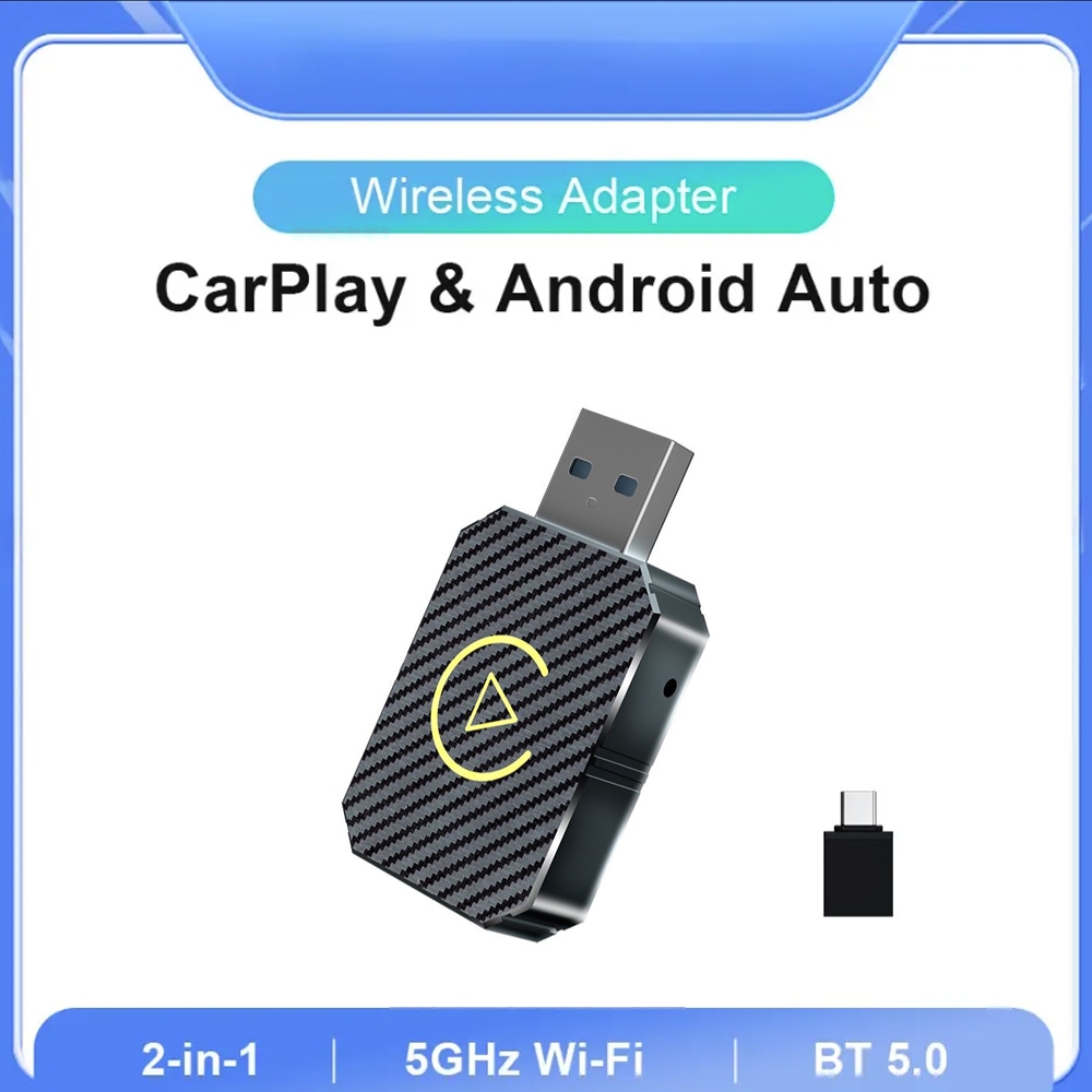 NEW Wireless CarPlay Android Auto Adapter Wired to Wireless 2 in 1 Mini ...