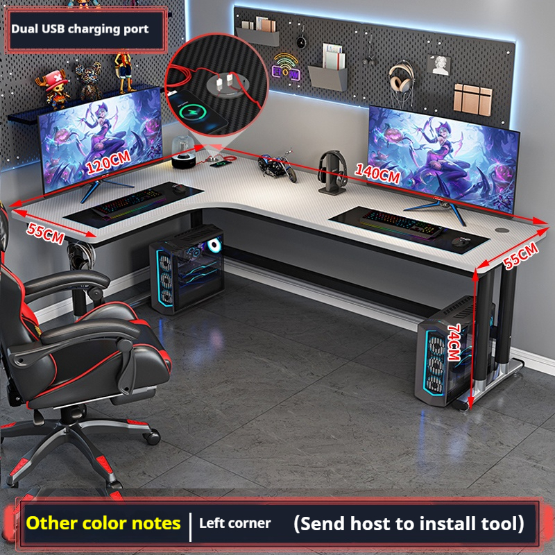 Kawei Corner Computer Table Desktop Desk Bookshelf Combination L-shaped ...