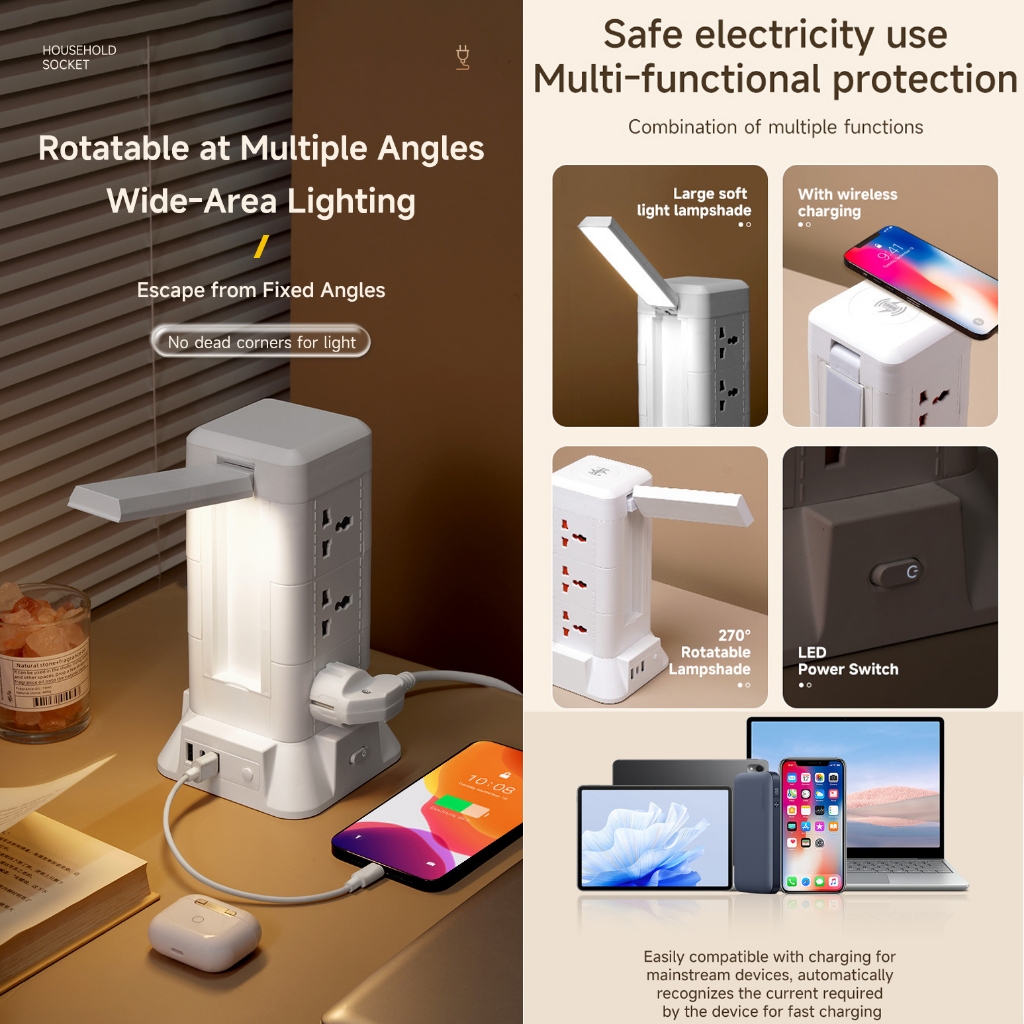 Vertical Power Strip Extension Socket Tower with multifunctional ...