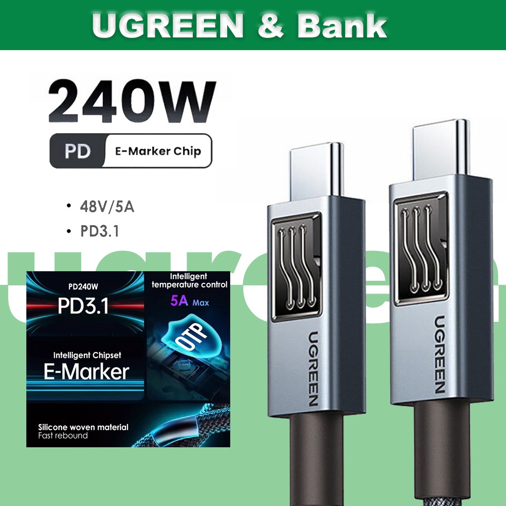 UGREEN 240W Cable PD3.1 48V 5A Type C to Type C Fast Charging | Shopee Singapore