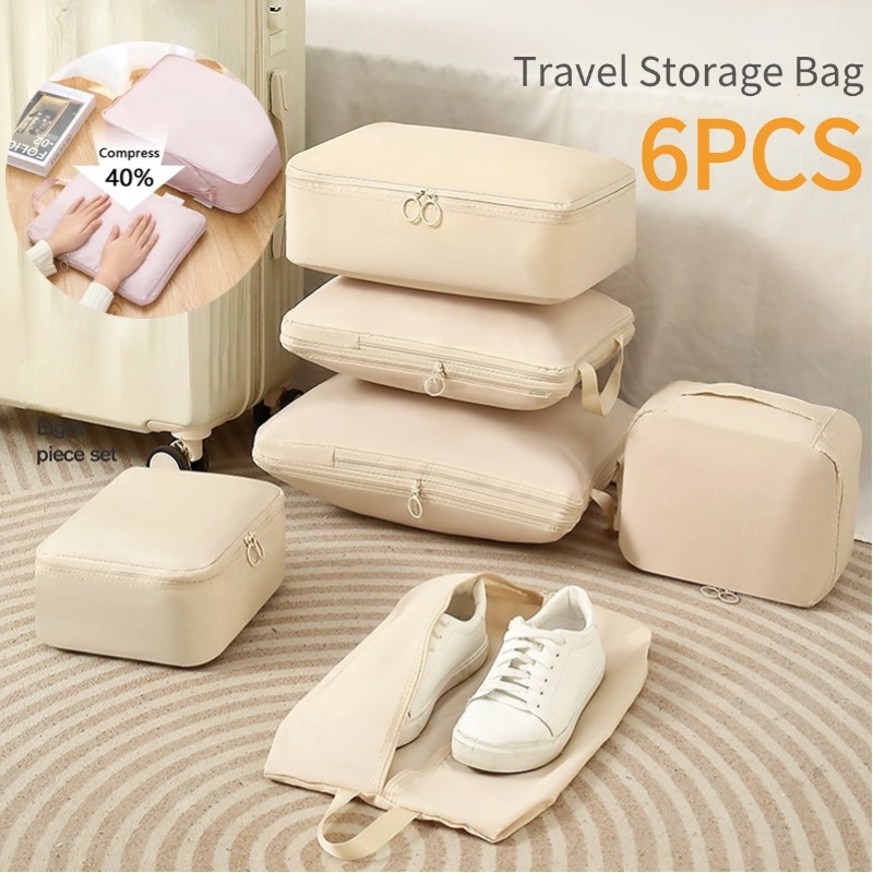 【SG STOCK】Travel Compression Packing Bag 6-piece Set Travel Storage Bag ...
