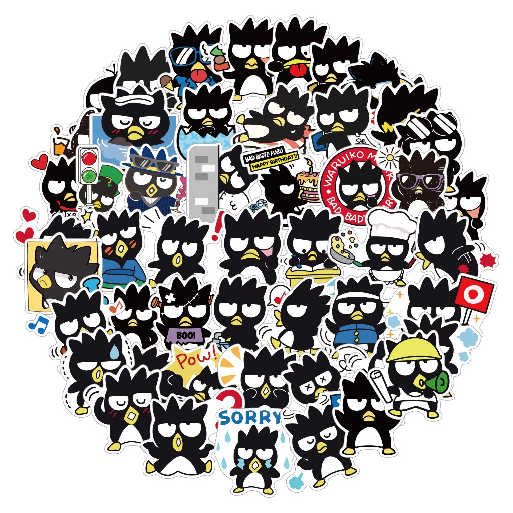 50 pcs BAD BADTZ-MARU XO Cute Cartoon Waterproof PVC Stickers (2 ...