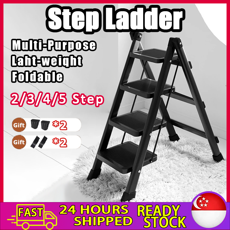 SG Foldable Step Ladder 2/3/4/5 Steps Black Foldable Step Ladder ...