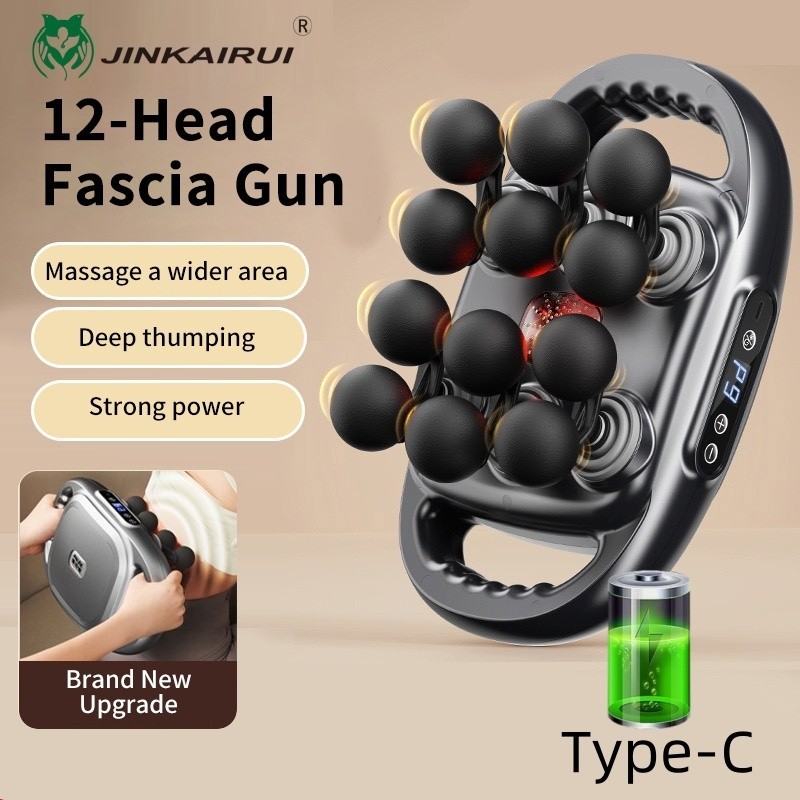 [Ready Stock]Jinkairui 12 Heads Fascia Gun Massage Gun High-frequency ...