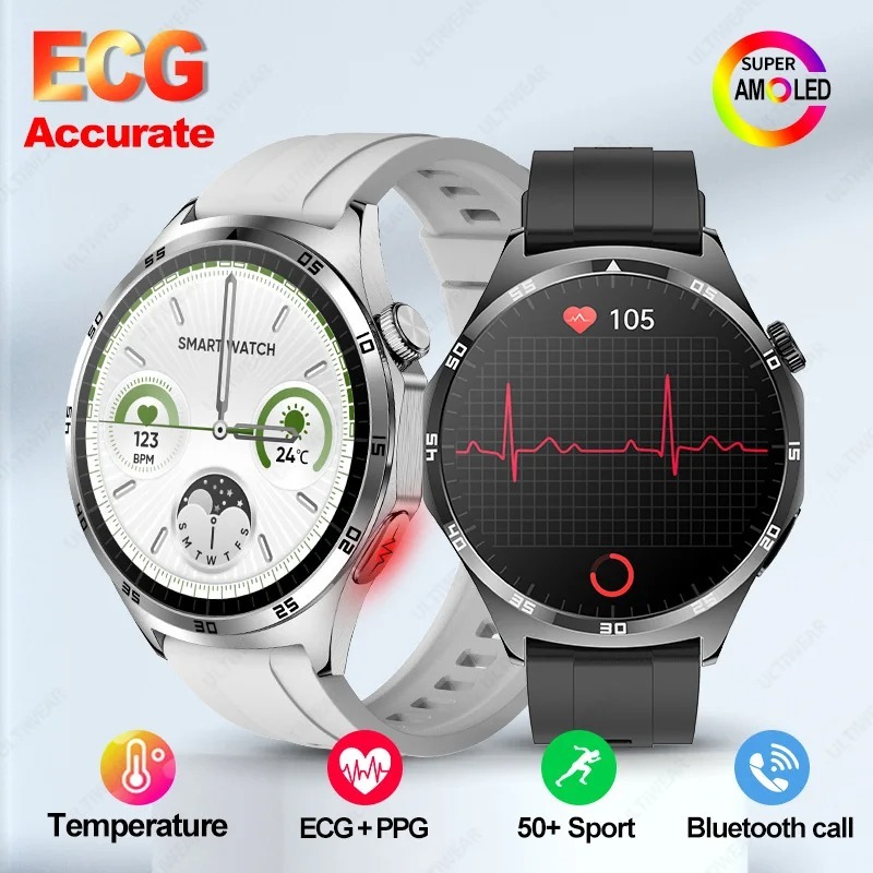 Smart Watch AMOLED Bluetooth Calls Accurate ECG+PPG Heart Rate Body ...